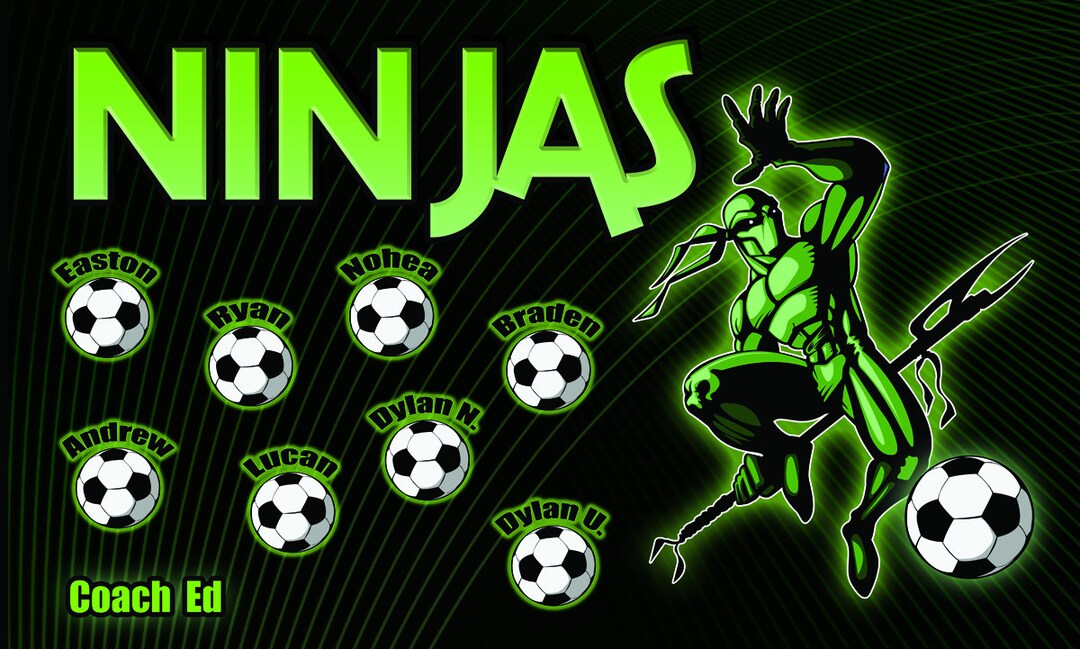 Ninjas Soccer Team Banner 3ft X5ft Your Team Name and - Etsy