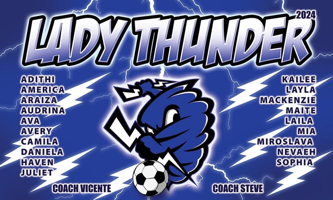 Lady Thunder - Soccer Team Banner - Any Team Name - Choose Size ...