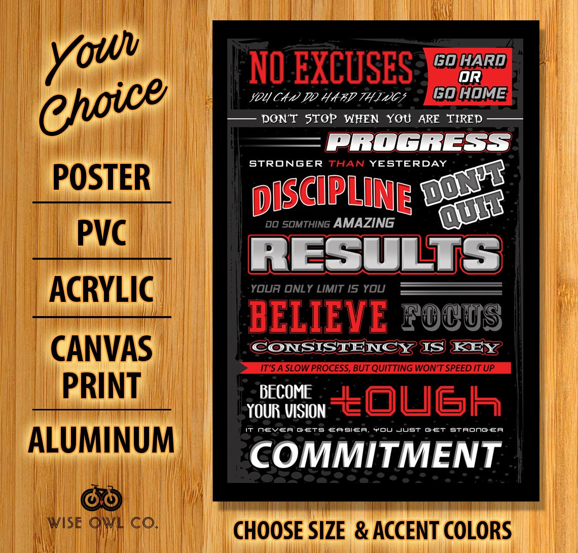 Motivational Fitness Poster RED PVC Acrylic Aluminum - Etsy