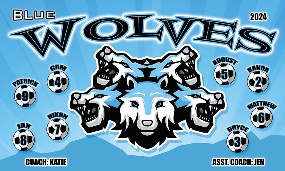 Blue Wolves - Soccer Team Banner - Any Team Name - Choose Size - Custom ...