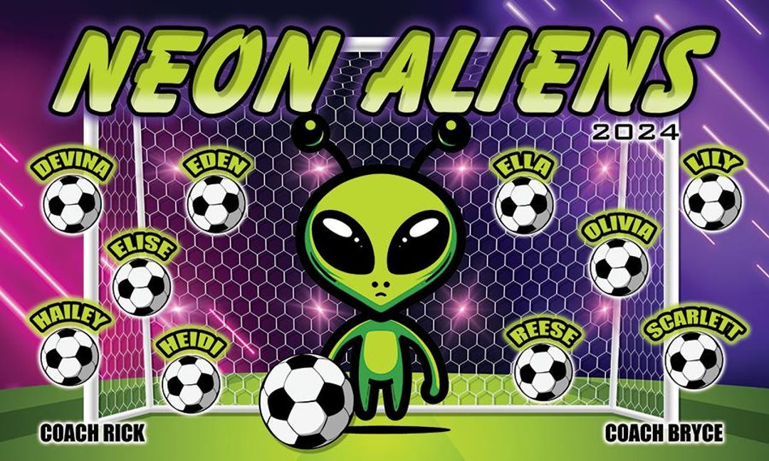 Aliens - Soccer Team Banner - Any Team Name - Choose Size - Custom ...