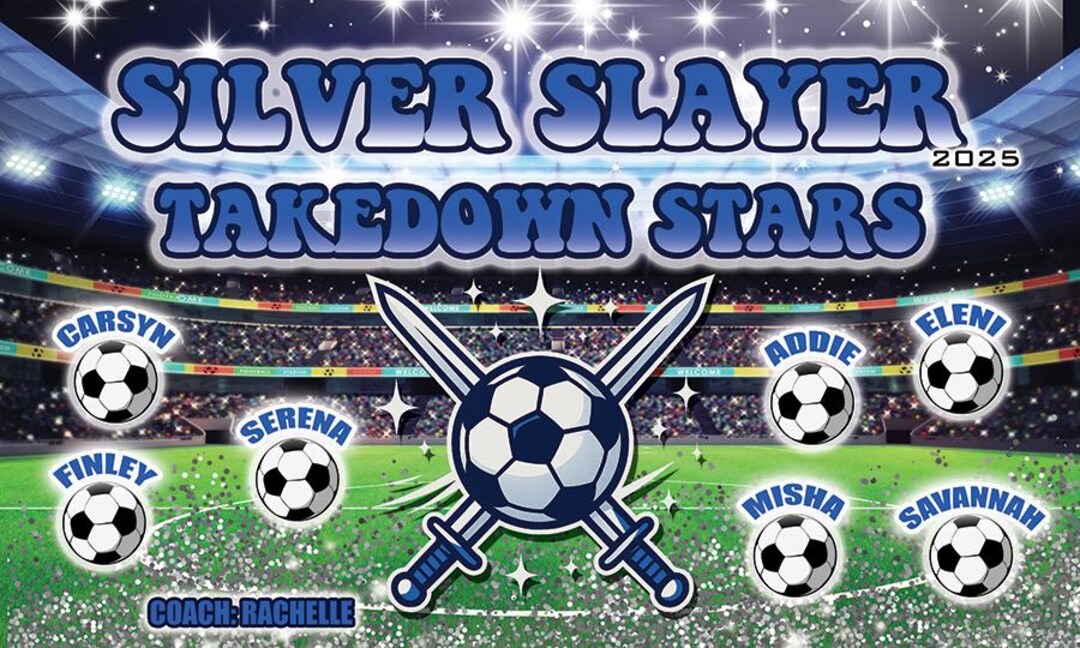 Silver Slayer Stars - Soccer Team Banner - Any Team Name - Choose Size ...
