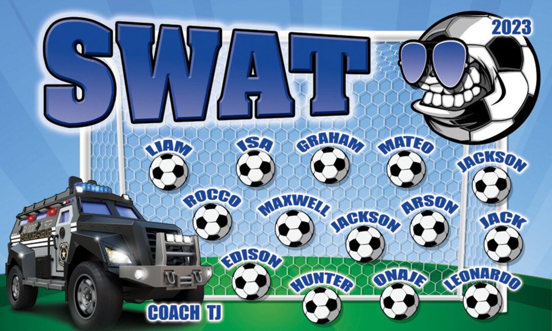 SWAT Soccer Team Banner Any Team Name Choose Size Custom Design Add PVC ...