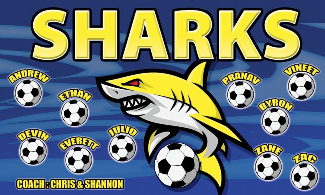 Sharks - Soccer Team Banner - Any Team Name - Choose Size - Custom ...