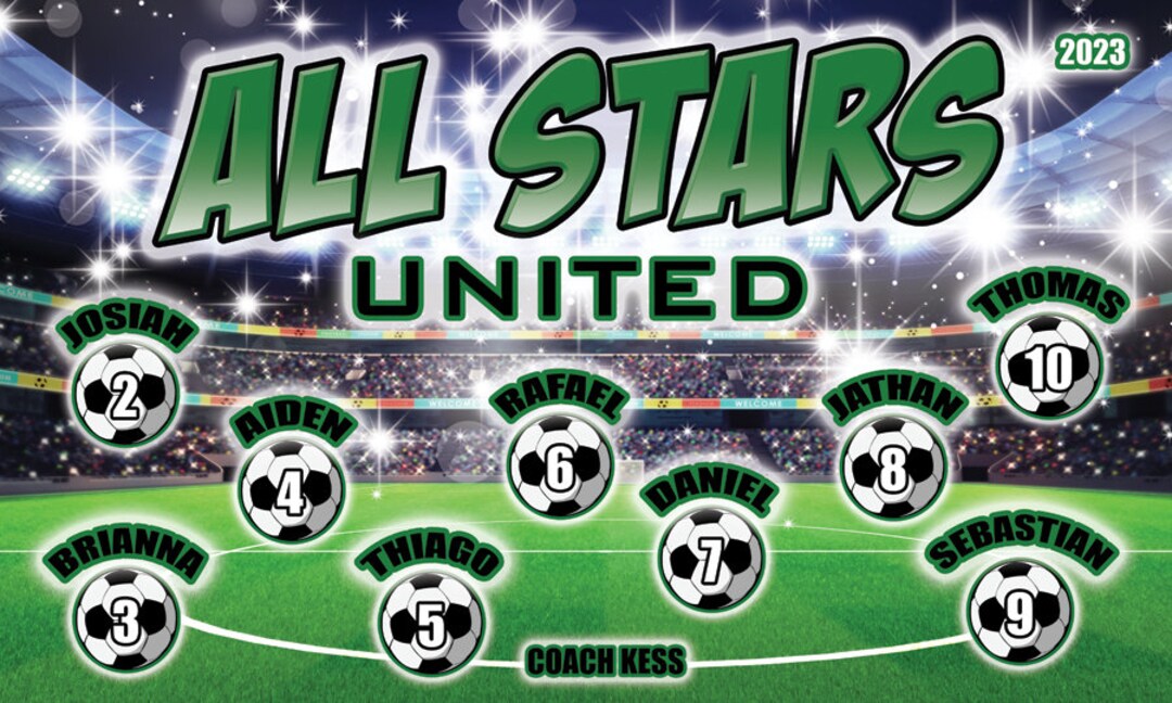 ALL STARS Soccer Team Banner Any Team Name Choose Size Custom Design ...