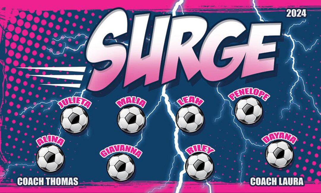 SURGE - Soccer Team Banner - Any Team Name - Choose Size - Custom ...