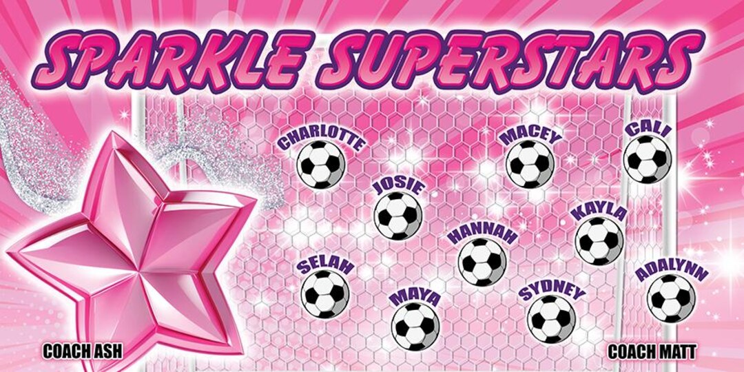 Sparkle Superstars - Soccer Team Banner - Any Team Name - Choose Size ...