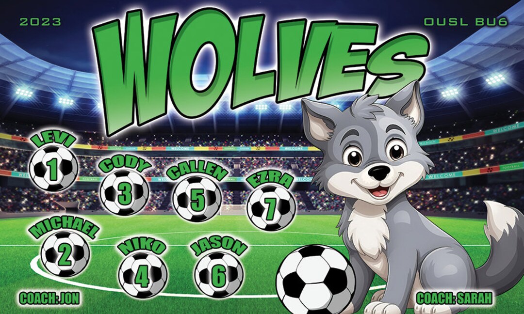 WOLVES Soccer Team Banner Any Team Name Choose Size Custom Design Add ...