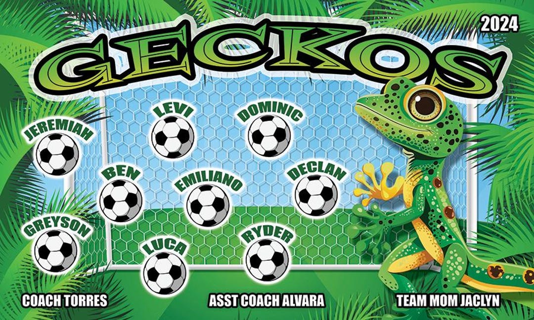 GECKOS - Soccer Team Banner - Any Team Name - Choose Size - Custom ...