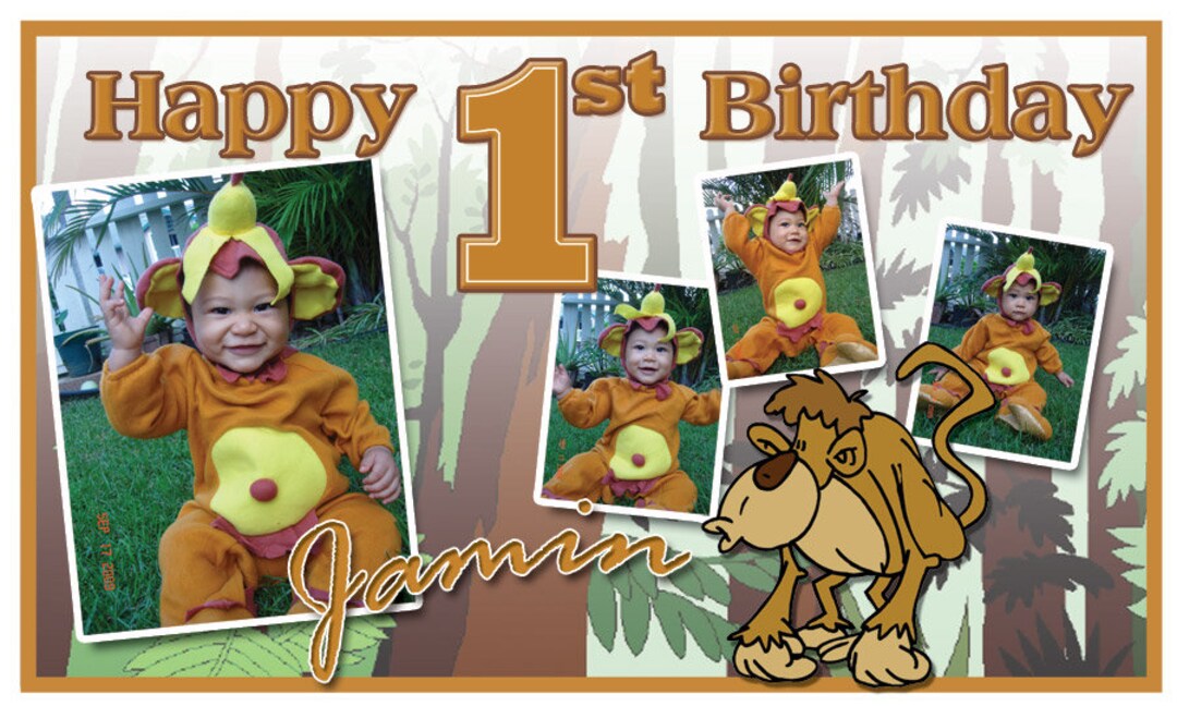 Monkey/ape Birthday Banner Personalized With Your - Etsy