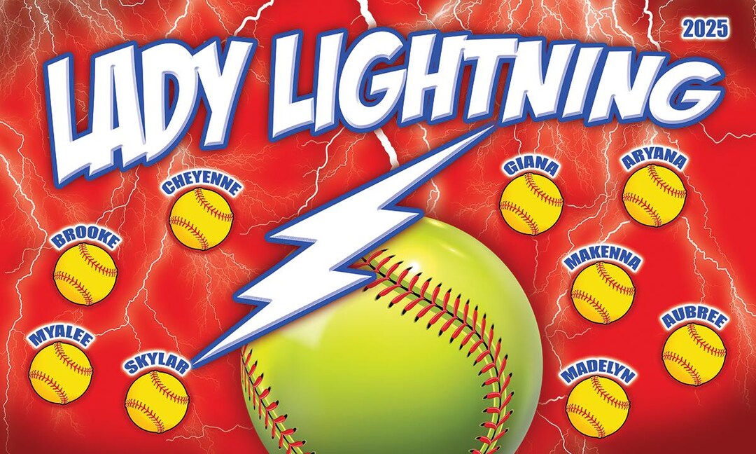 Lightning Baseball or Softball Team Banner 3ft X5ft or Choose Any Team ...