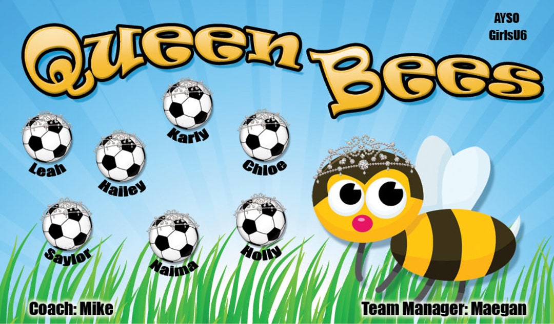 Bees Soccer Team Banner 3ft X5ft Your Team Name and Custom Design - Etsy