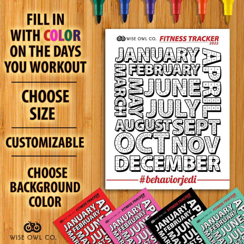 Color in Workout Calendar - Etsy