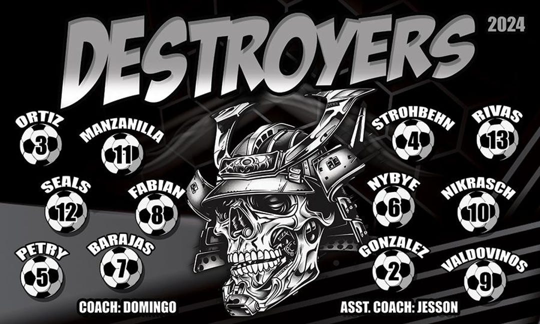 DESTROYERS - Soccer Team Banner - Any Team Name - Choose Size - Custom ...