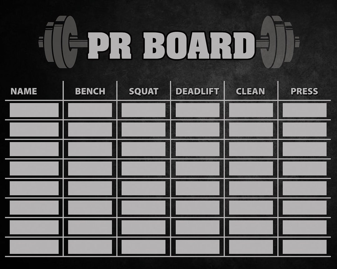 Team Weight Lifting Board / PR Board / Dry Erase - Bench, Squats ...