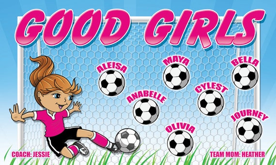 Girls Soccer Team Cartoon