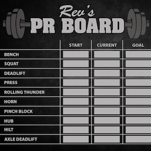 Weight Lifting Board / PR Board / Dry Erase - Personalize With Your ...