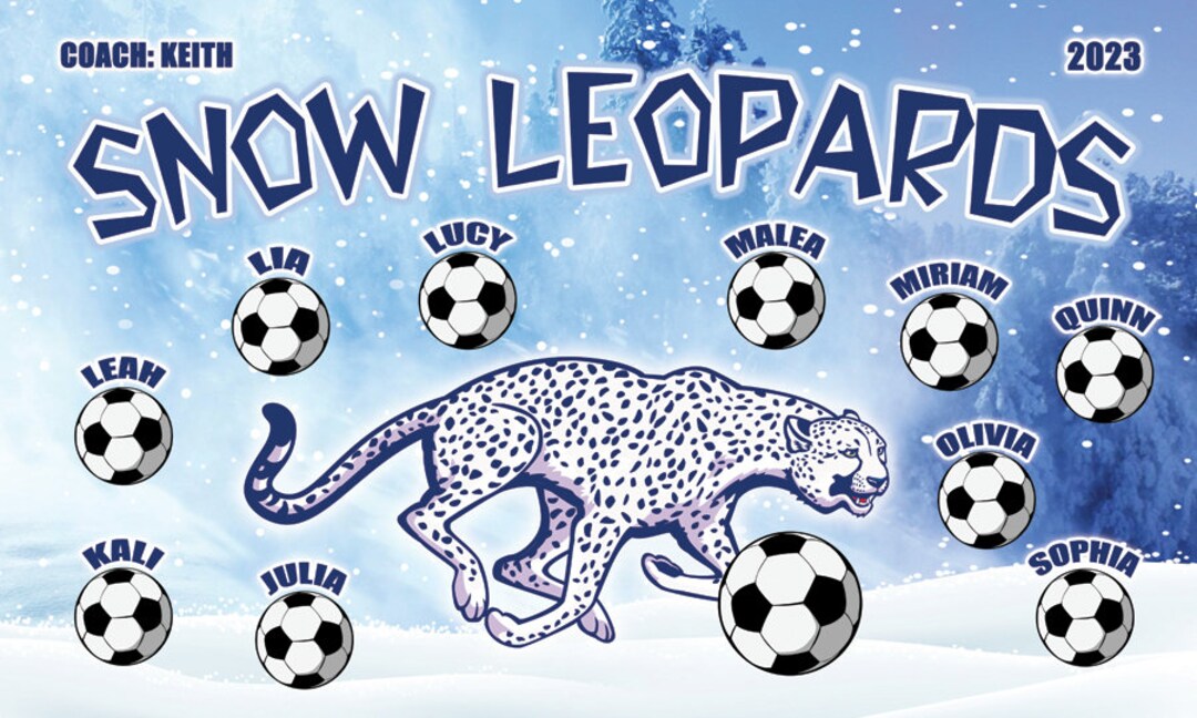 Snow Leopards Soccer Team Banner 3ft X5ft Your Team Name and Custom ...