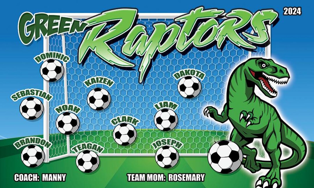 Green Raptors - Soccer Team Banner - Any Team Name - Choose Size ...