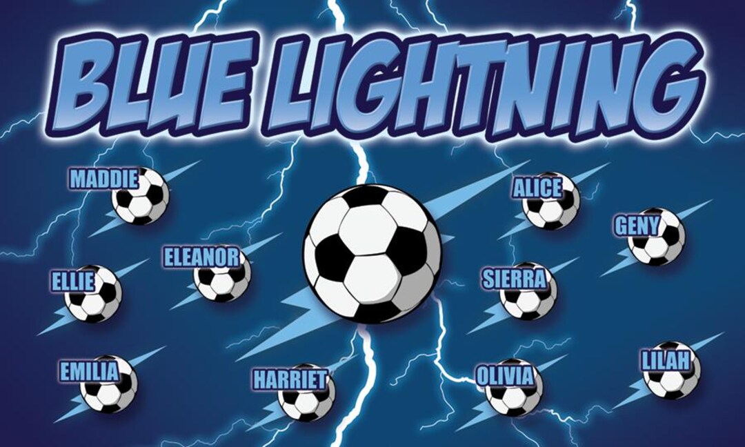 LIGHTNING - Soccer Team Banner - Any Team Name - Choose Size - Custom ...
