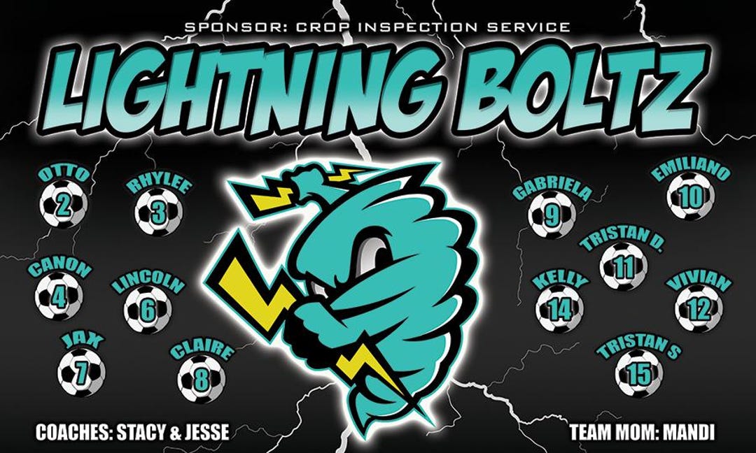 Lightning - Soccer Team Banner - Any Team Name - Choose Size - Custom ...