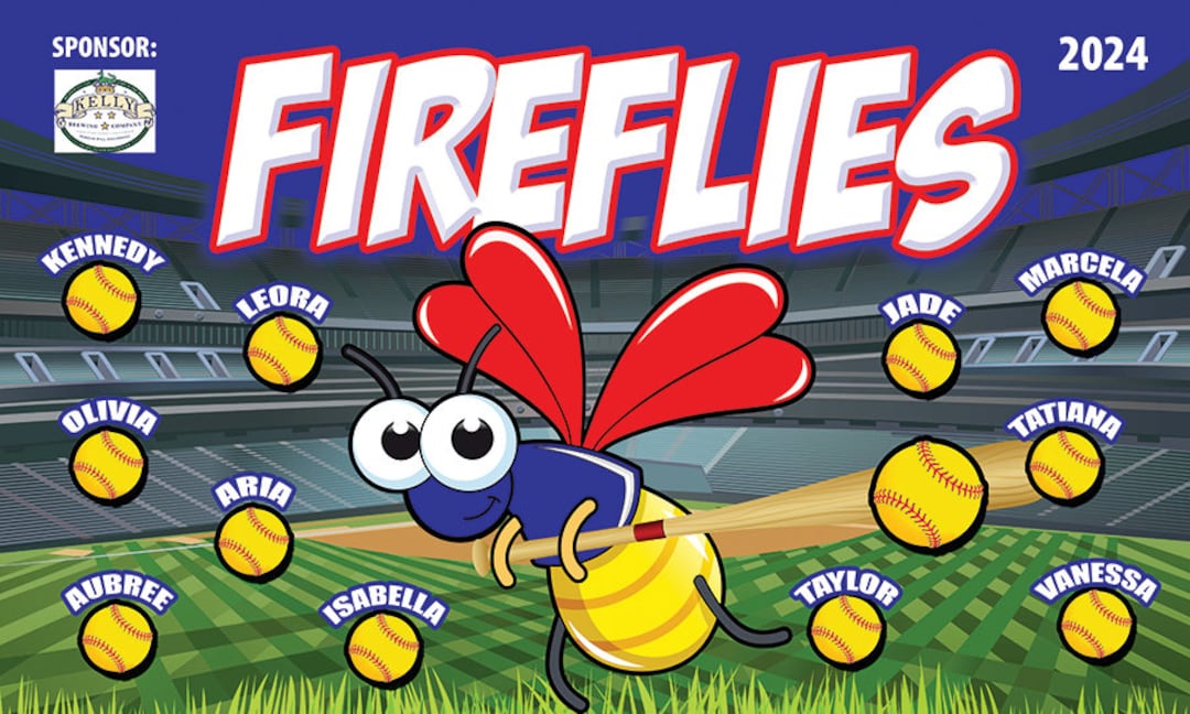 Fireflies Team Banner Any Team Name Choose Size Custom Design Add PVC ...