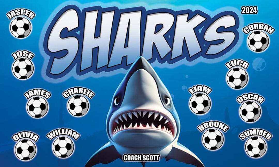 Sharks - Soccer Team Banner - Any Team Name - Choose Size - Custom ...