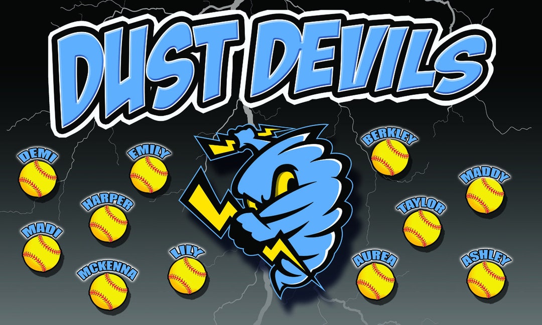 DUST DEVILS Baseball or Softball Team Banner - (3ft X5ft) Your Team ...