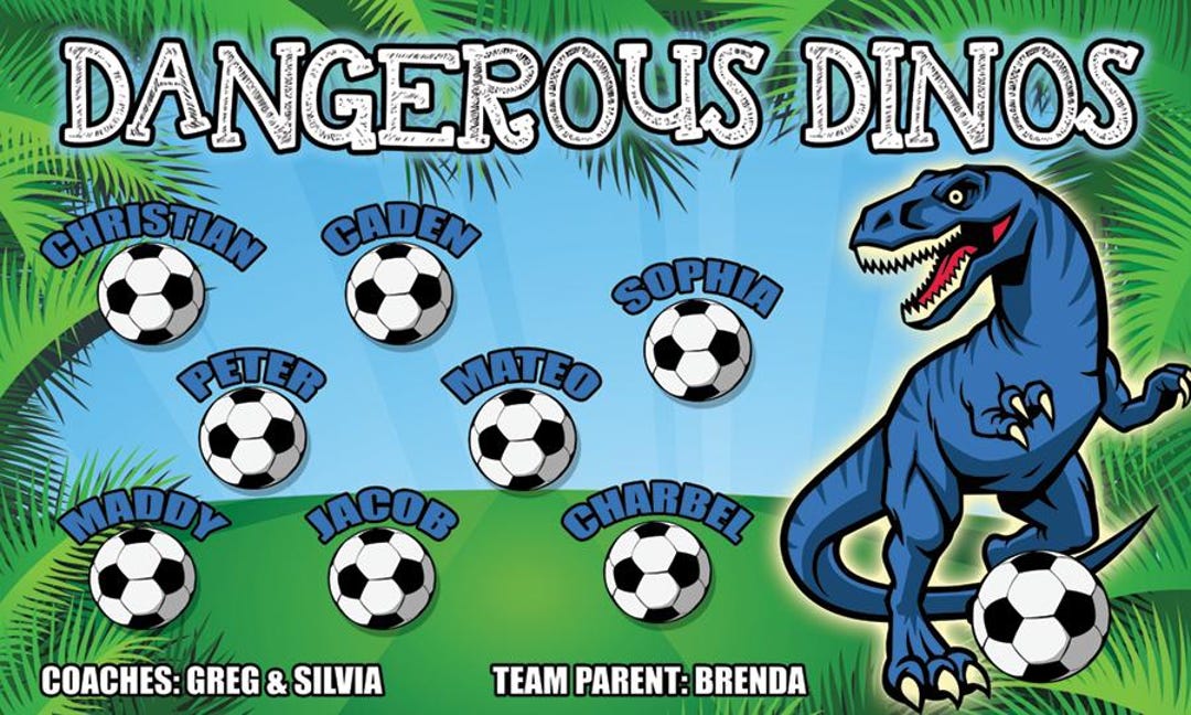 Dinos - Soccer Team Banner - Any Team Name - Choose Size - Custom ...