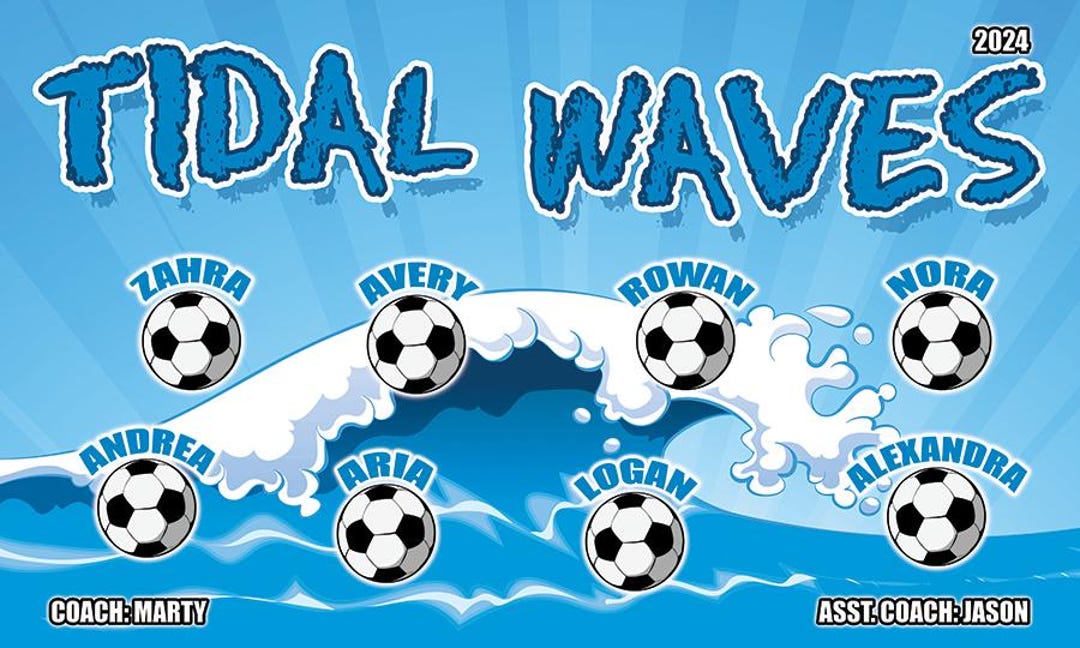 Tidal Waves - Soccer Team Banner - Any Team Name - Choose Size - Custom ...