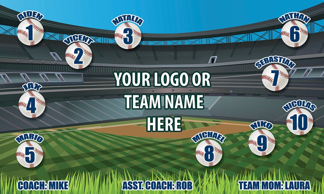 Baseball or Softball Team Banner 3ft X5ft Your Team Name and Custom ...