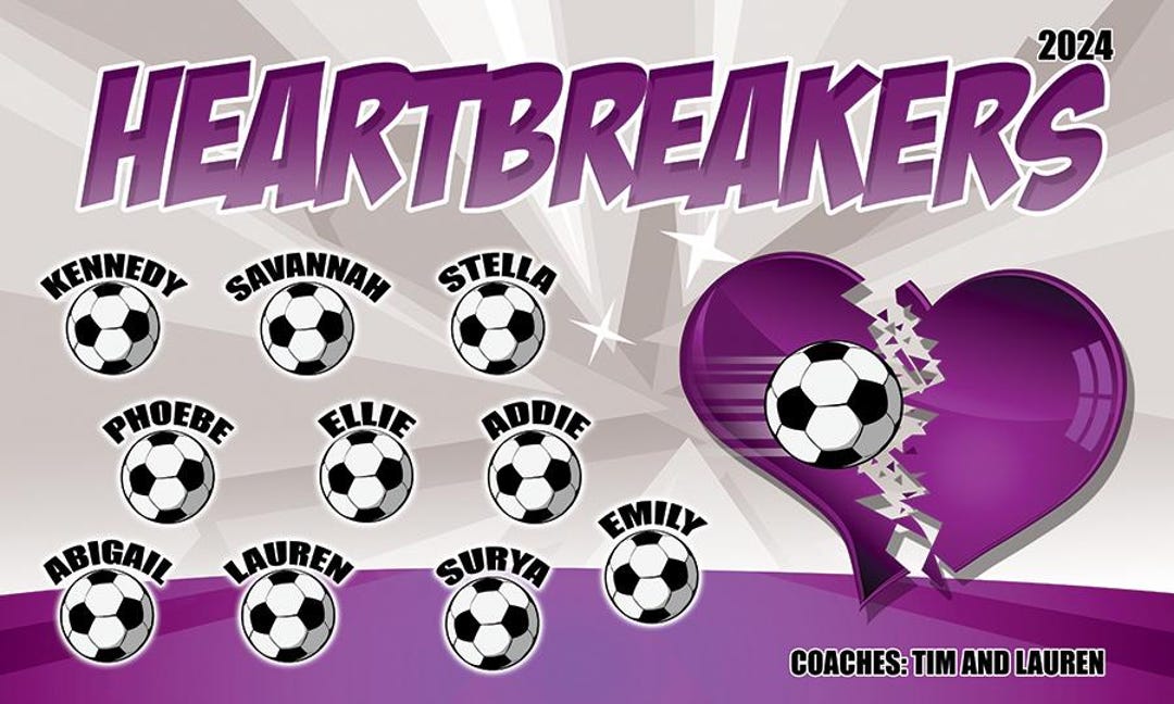 Heartbreakers - Soccer Team Banner - Any Team Name - Choose Size ...