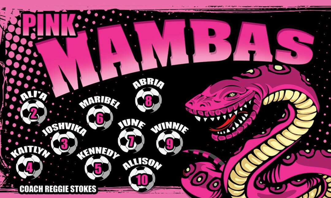 Pink Mambas Soccer Team Banner Any Team Name Choose Size Custom Design ...