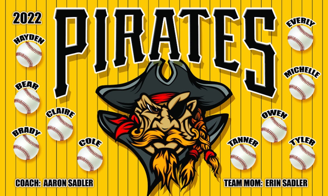 Pirates Baseball or Softball Team Banner - (3ft X5ft) Your Team Name ...