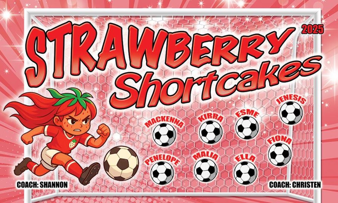 Strawberry Shortcakes - Soccer Team Banner - Any Team Name - Choose ...