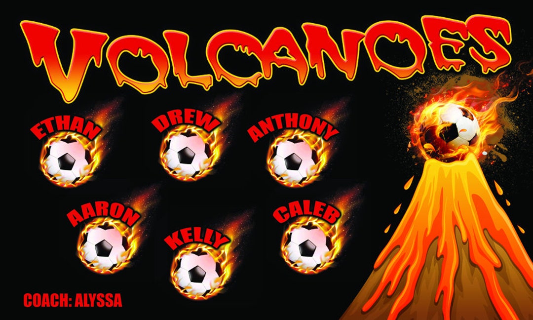 Volcanoes Soccer Team Banner 3ft X5ft Your Team Name and Custom Design ...