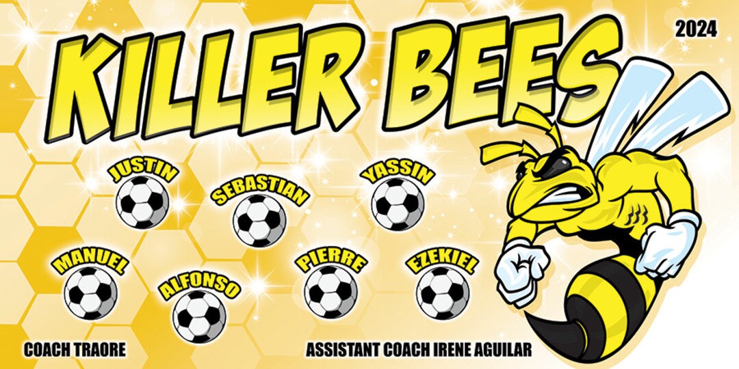 Killer Bees - Soccer Team Banner - Any Team Name - Choose Size - Custom ...