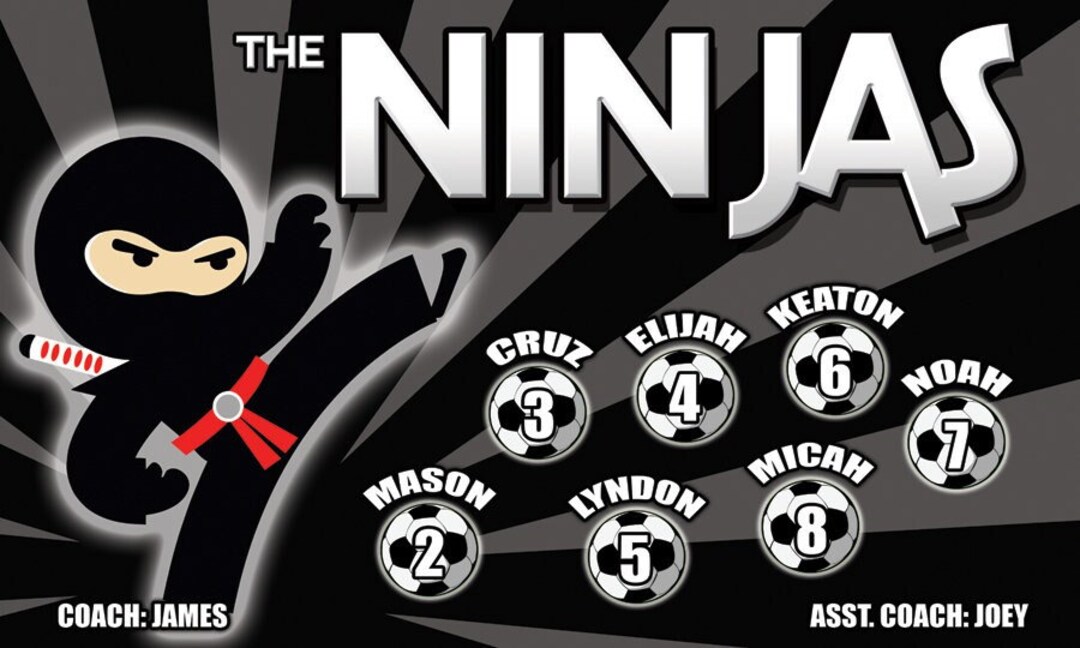 Ninjas Soccer Team Banner 3ft X5ft Your Team Name and Custom Design - Etsy