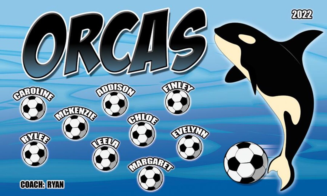 ORCAS - Soccer Team Banner - Any Team Name - Choose Size - Custom ...