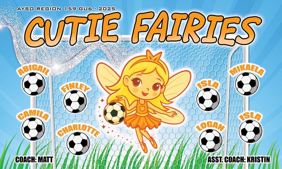 Cutie Fairies - Soccer Team Banner - Any Team Name - Choose Size ...