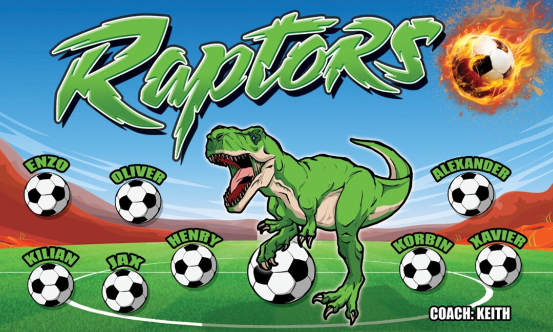 Raptors Soccer Team Banner 3ft X5ft Your Team Name and Custom Design - Etsy