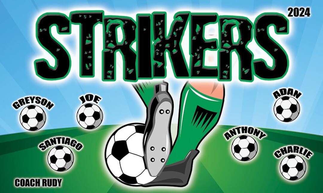 STRIKERS - Soccer Team Banner - Any Team Name - Choose Size - Custom ...