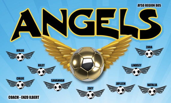 Angels Soccer Team Banner 3ft X5ft Your Team Name and - Etsy