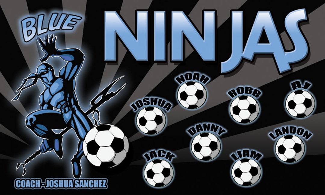 Blue Ninjas Soccer Team Banner 3ft X5ft Your Team Name and Custom ...