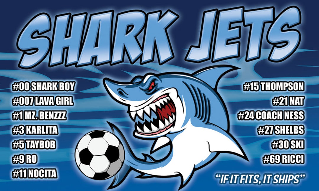 Shark Jets Soccer Team Banner 3ft X5ft Your Team Name and Custom Design ...
