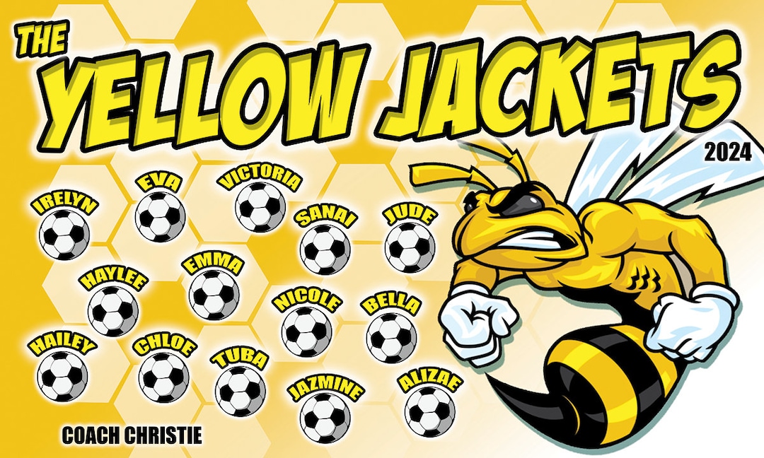 Yellow Jackets Soccer Team Banner Any Team Name Choose Size Custom ...