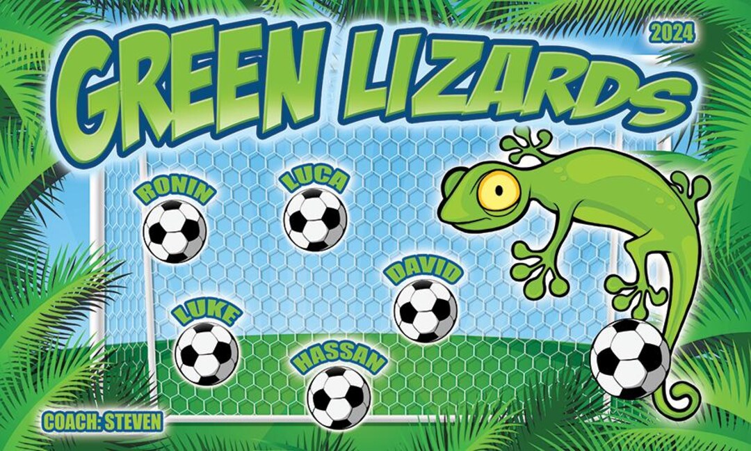 Green Lizards - Soccer Team Banner - Any Team Name - Choose Size ...