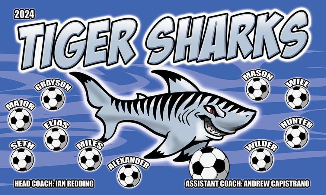 Tiger Sharks Soccer Team Banner Any Team Name Choose Size Custom Design ...
