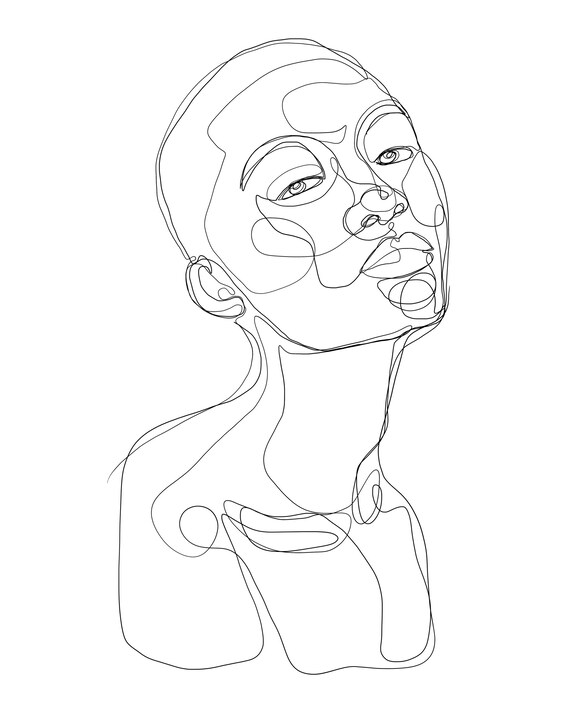 Abstract Black Woman Portrait Line Art Digital Download Art | Etsy