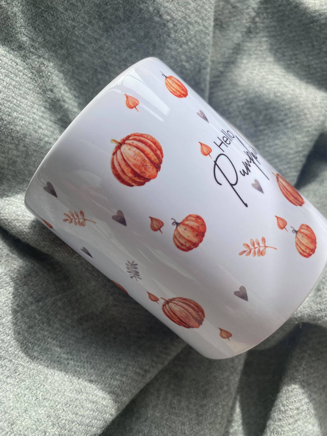 Personalised Autumn Hello Pumpkin Mug - Personalised Fall Mug - Tea ...